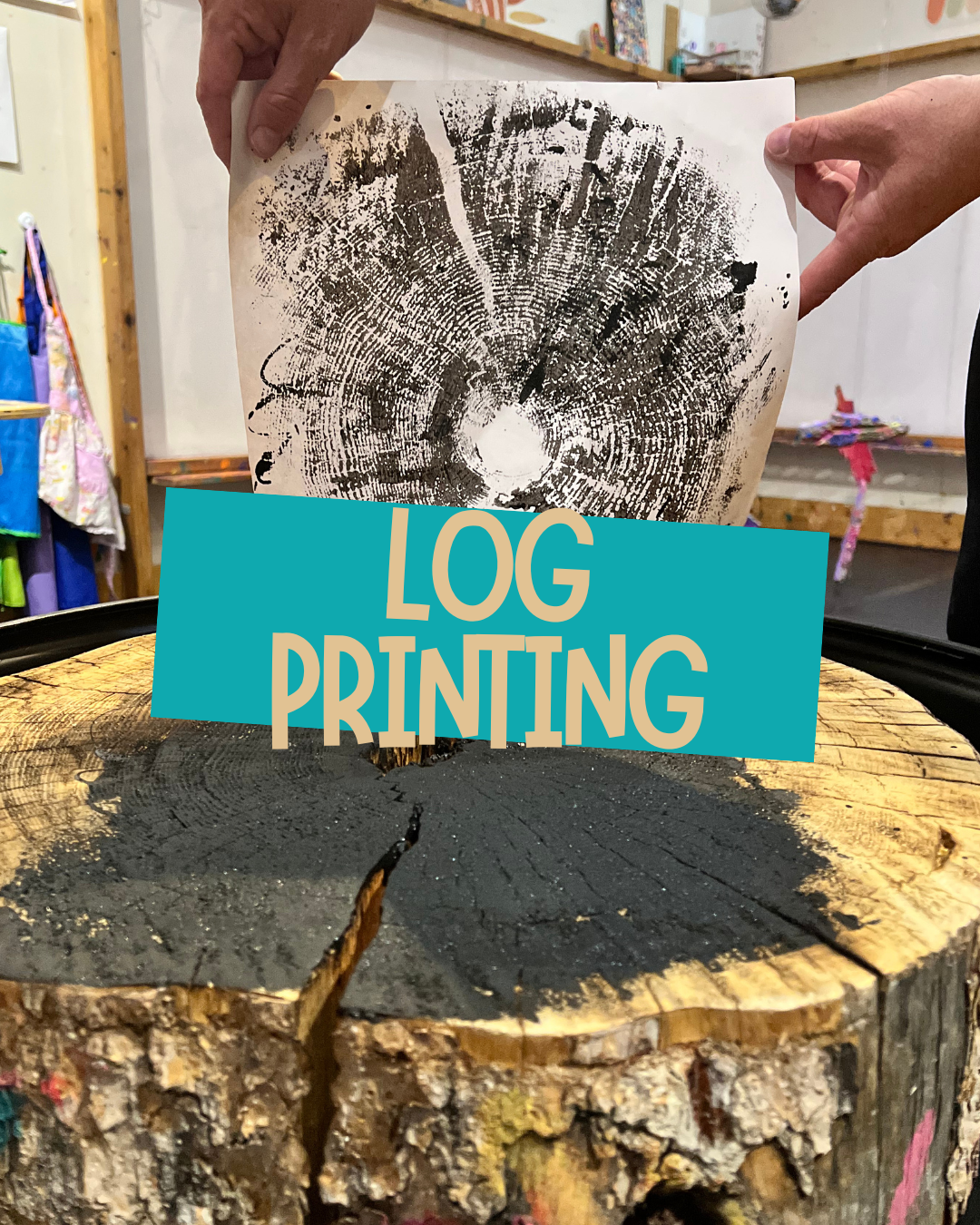 🌲 Summer Art Outdoors: Log Printing | The Messy Moose Kids Art Studio